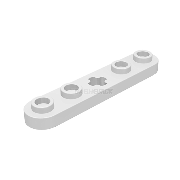 LEGO Technic, Plate 1 x 5, Smooth Ends, 4 Studs, Center Axle Hole, Whi ...