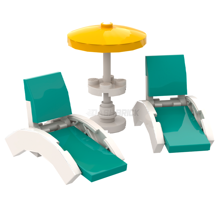 LEGO "Poolside Recliners" - Adjustable Pool Sun Loungers + Table with ...
