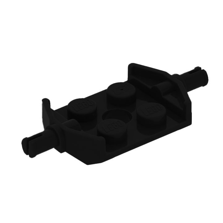 LEGO Plate, Modified 2 x 2, Wheels Holder Wide and Hole, Black [6157 ...