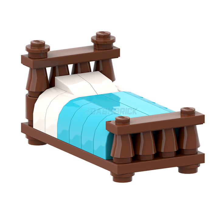 LEGO "Minifigure Bedtime" - Single Wood-frame Bed, Bedside Table [Mini ...
