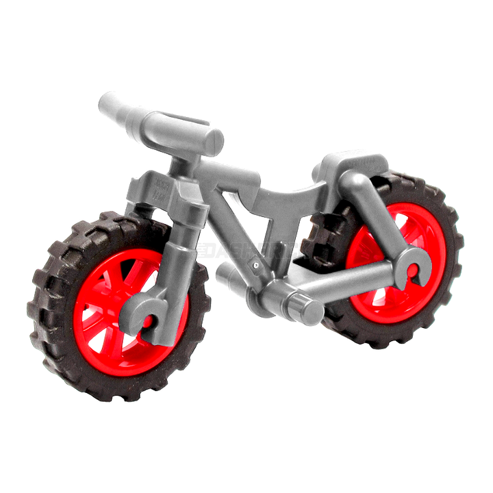 LEGO Minifigure Accessory - Mountain Bike, Bicycle, Light Grey, Red Wh ...