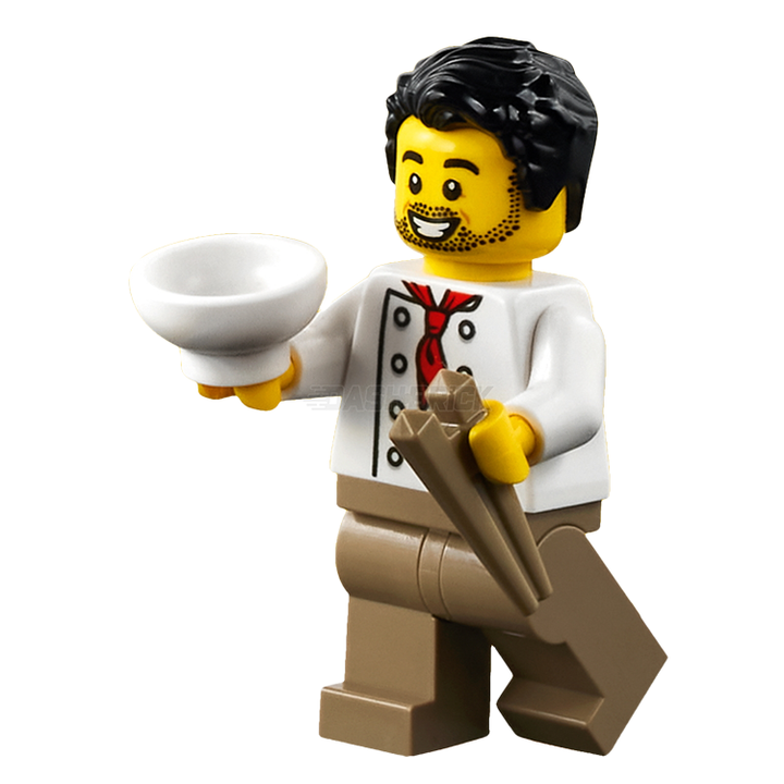 LEGO Minifigure - Baker/Chef - White Torso/8 Buttons, Black Hair [CITY ...