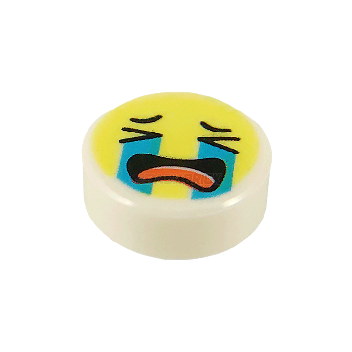 LEGO Tile, Round 1 x 1, Emoji, Crying, Tear Streams, Open Mouth [98138 ...