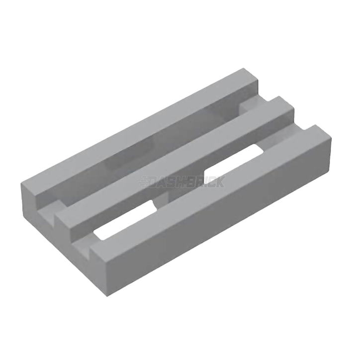 LEGO Tile, Modified 1 x 2 Grille, Bottom Groove/Lip, Light Grey [2412b ...
