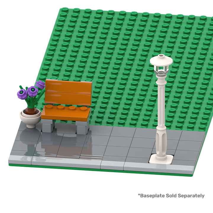 LEGO Modular Street, City Street with Lamp Post, Bench Seat, Grate (fo ...