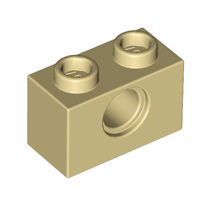 LEGO Technic, Brick 1 x 2 with Hole, Tan [3700] 4205107 – DASHBRICK
