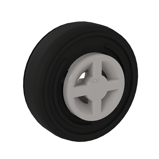 LEGO Wheel 8mm D. x 6mm with Slot, Black Tire 14mm, Light Grey [34337c ...