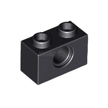 LEGO Technic, Brick 1 x 2 with Hole, Black [3700] 370026 – DASHBRICK