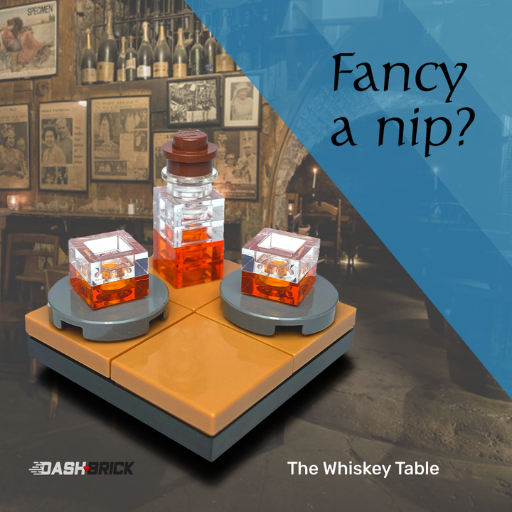 LEGO "Whiskey Table" - Bottle, 2 Glasses [MiniMOC] – Dashbrick