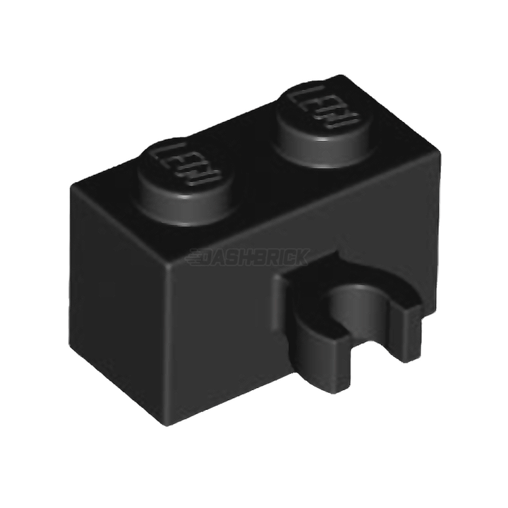 LEGO Brick, Modified 1 x 2, Open O Clip Thick (Vertical Grip), Black ...