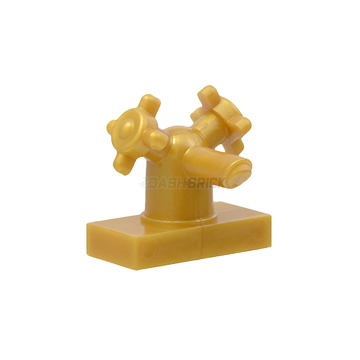 LEGO Tap 1 x 2 with Dual Handles, Small / Sink Faucet, Pearl Gold [137 ...